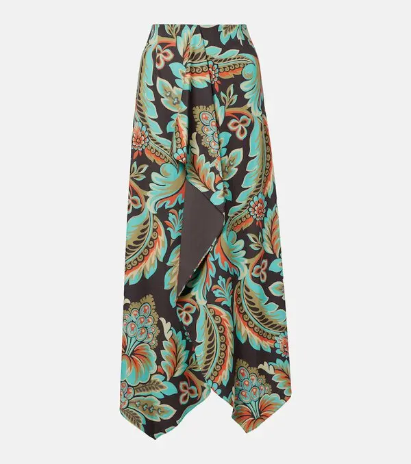 Etro Floral Asymmetric Wrap Skirt - Multicoloured