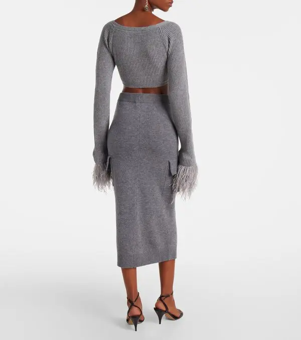 Blumarine Heather Wool Pencil Skirt - Grey