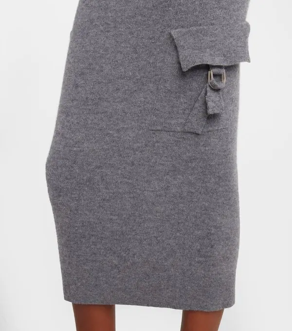 Blumarine Heather Wool Pencil Skirt - Grey
