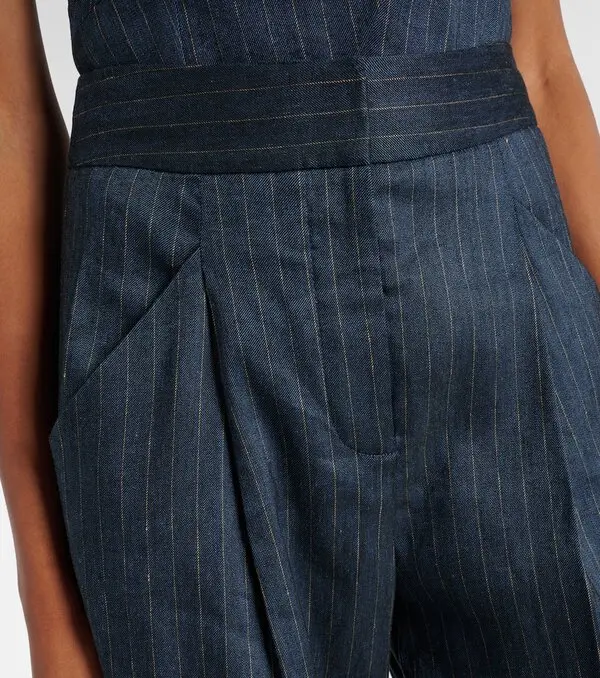 Veronica Beard Rimini Linen-blend Wide-leg Pants