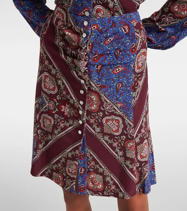 Rabanne Gathered Paisley Printed Miniskirt