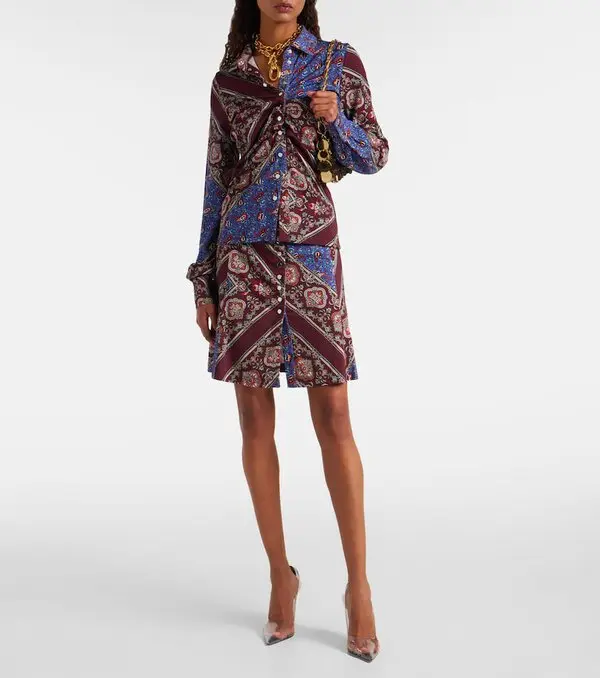 Rabanne Gathered Paisley Printed Miniskirt