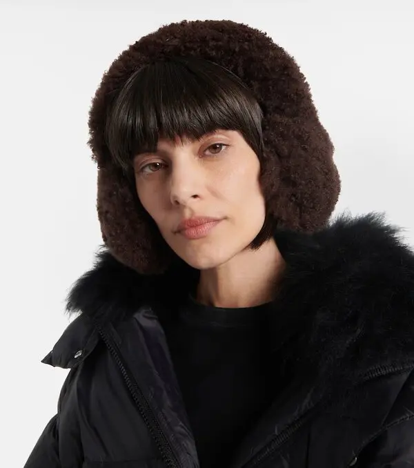 YVES SALOMON Shearling Earmuffs - Brown