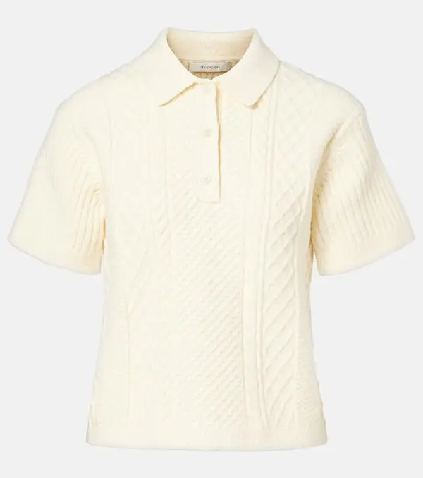 JW Anderson Cable-knit Wool And Cotton-blend Polo Shirt - Beige