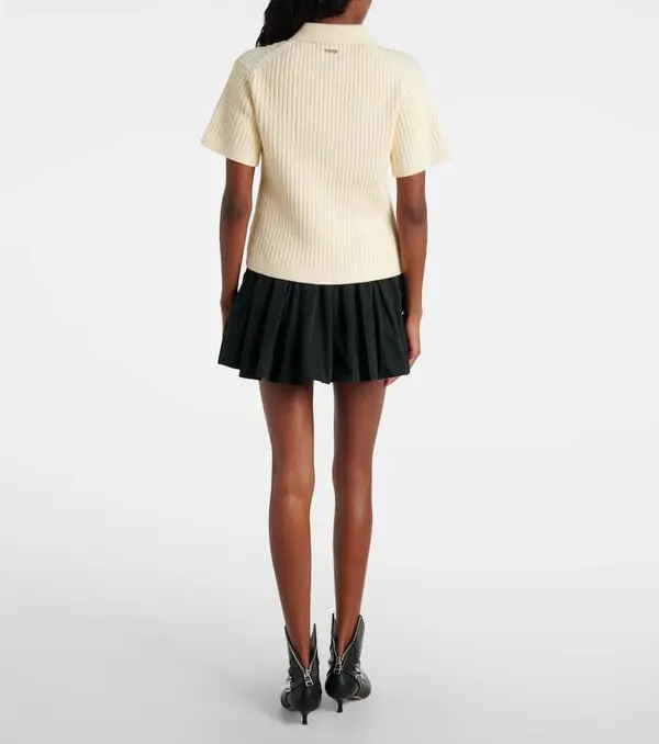 JW Anderson Cable-knit Wool And Cotton-blend Polo Shirt - Beige