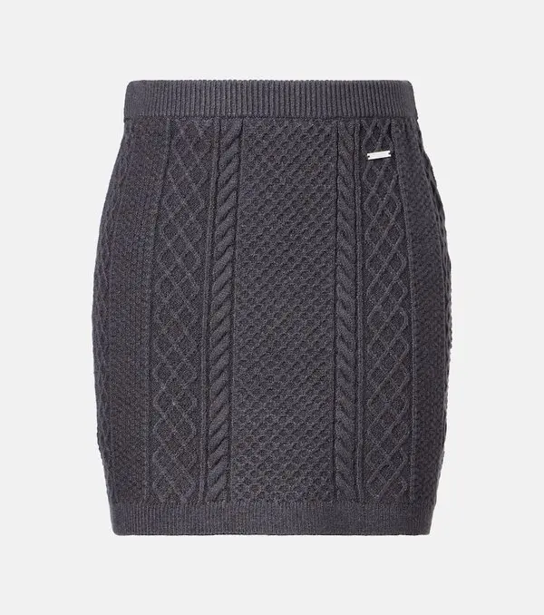 JW Anderson Cable-knit Wool And Cotton-blend Miniskirt - Grey
