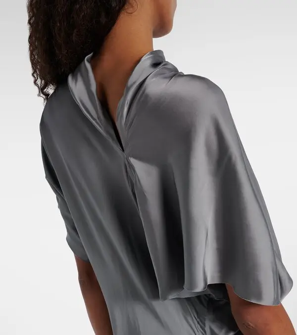 Rick Owens Gathered Satin Midi Dress