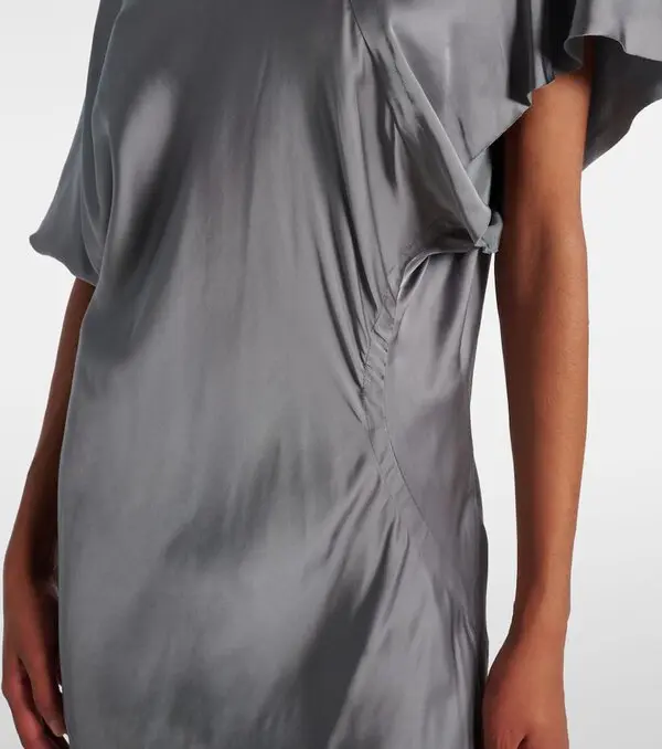 Rick Owens Gathered Satin Midi Dress
