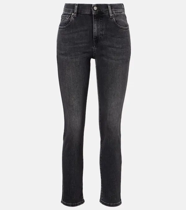 Ag Cropped Mid-rise Slim Jeans - Grey