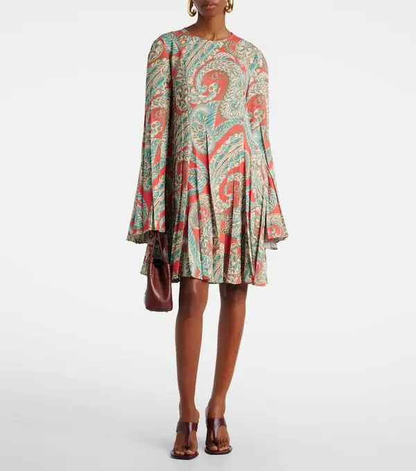 Etro Paisley Pleated Minidress