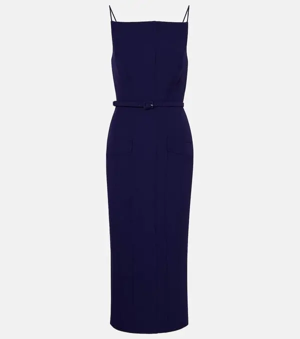 Roland Mouret Belted Crepe Midi Dress
