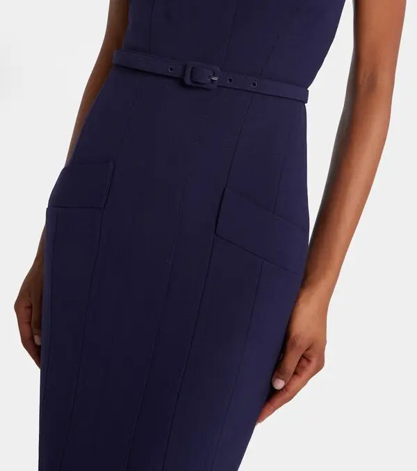 Roland Mouret Belted Crepe Midi Dress