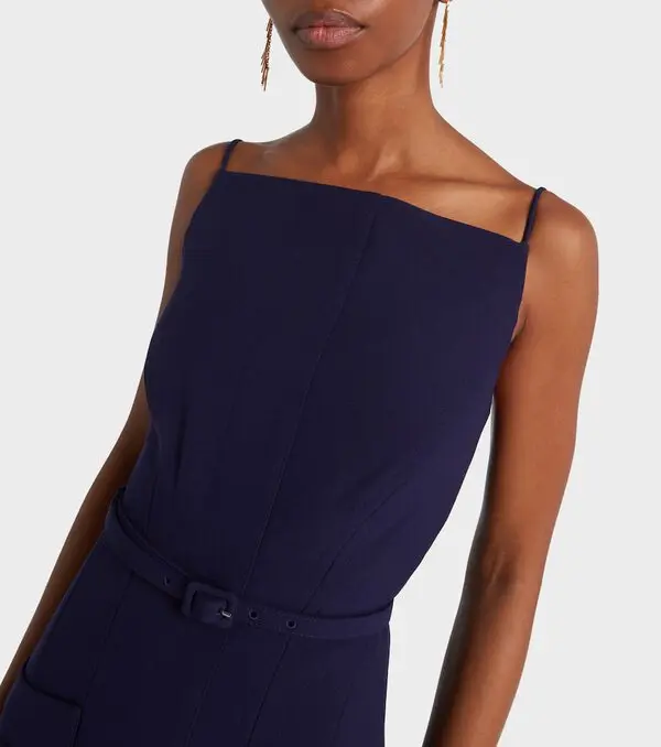 Roland Mouret Belted Crepe Midi Dress