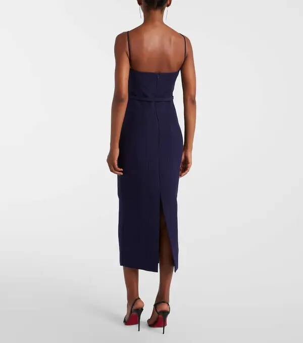 Roland Mouret Belted Crepe Midi Dress