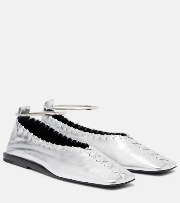 JIL SANDER Leather Ballet Flats - Silver