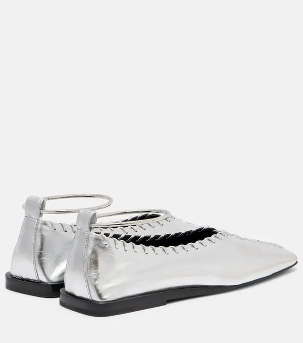 JIL SANDER Leather Ballet Flats - Silver