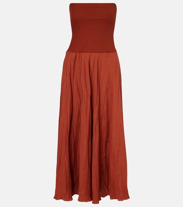 Johanna Ortiz Linen-blend Maxi Dress - Brown