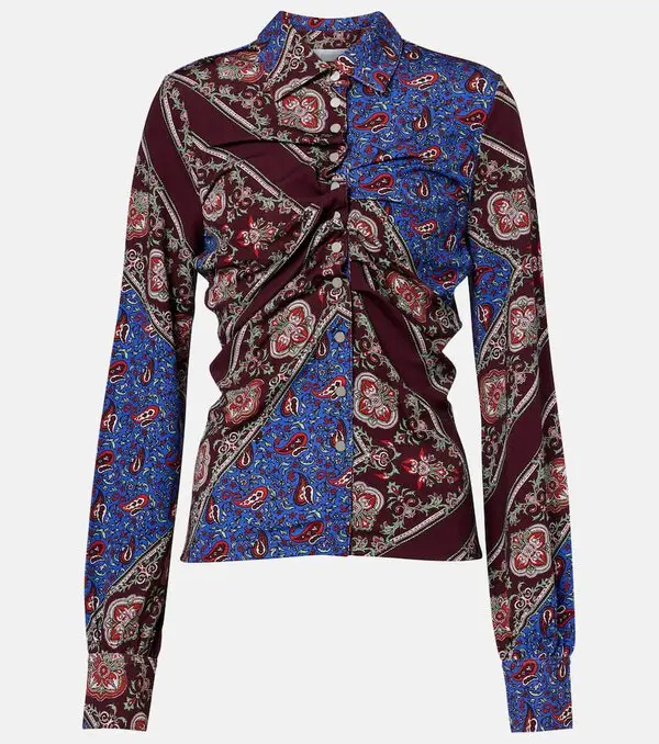Rabanne Gathered Paisley Printed Shirt