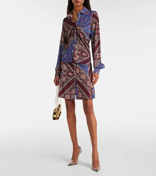 Rabanne Gathered Paisley Printed Shirt