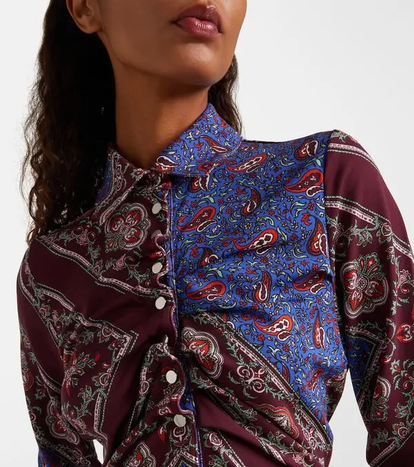 Rabanne Gathered Paisley Printed Shirt