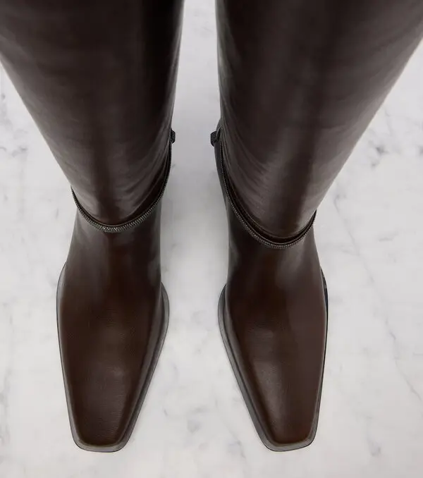 Brunello Cucinelli Monili Leather Knee-high Boots