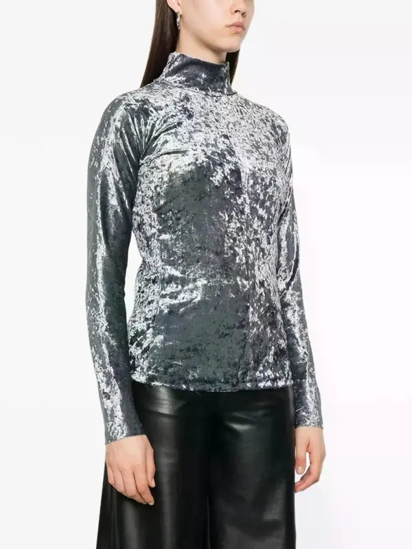 FORTE_FORTE Velvet Turtleneck Top - Grey