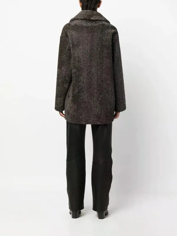 MANZONI 24 Herringbone Sheepskin Double-breasted Coat
