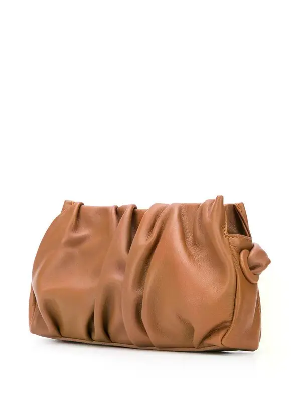 ELLEME Ruched Leather Shoulder Bag - Brown