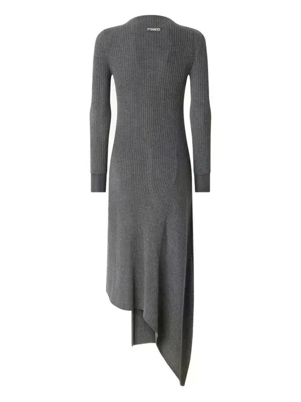 Pinko Ribbed Asymmetric Mock-neck Dress