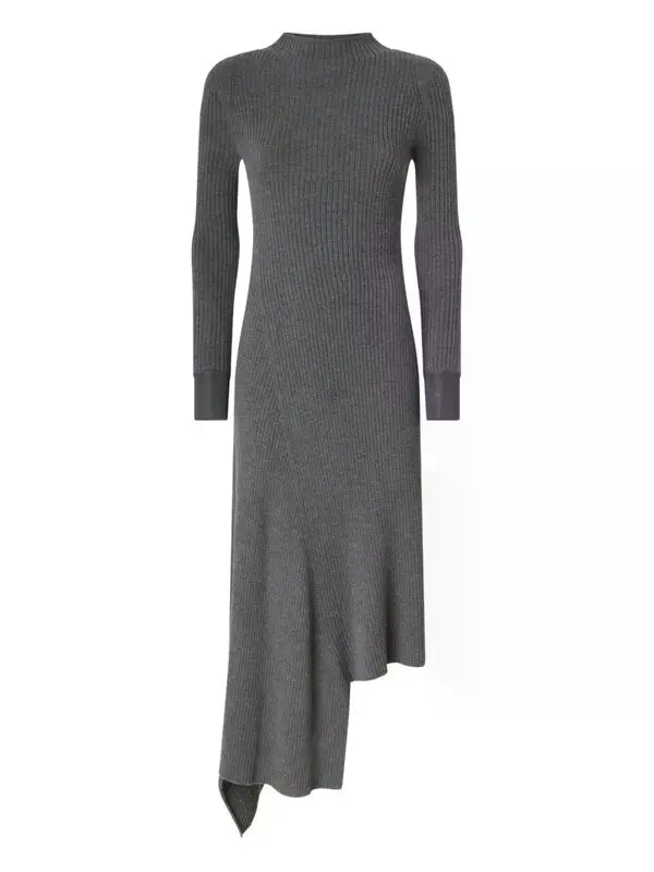 Pinko Ribbed Asymmetric Mock-neck Dress