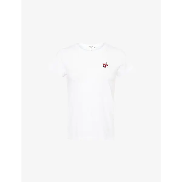 Rag & Bone Embroidered Cotton-jersey T-shirt - White