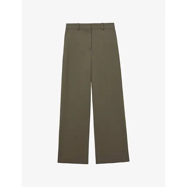 REISS Wide-leg High-rise Stretch Wool-blend Trousers