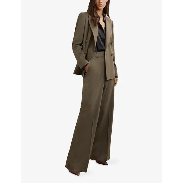 REISS Wide-leg High-rise Stretch Wool-blend Trousers