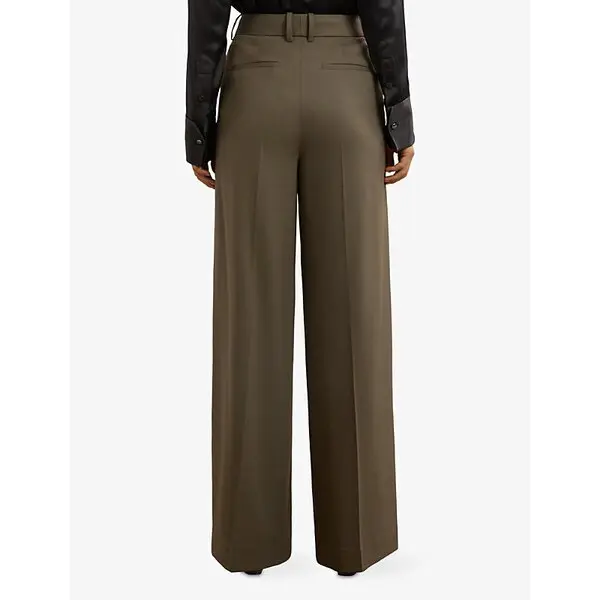 REISS Wide-leg High-rise Stretch Wool-blend Trousers