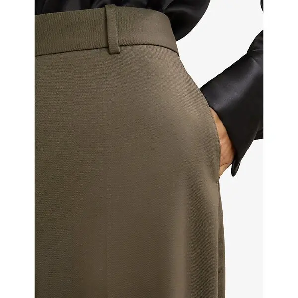 REISS Wide-leg High-rise Stretch Wool-blend Trousers