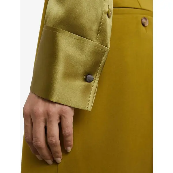 REISS Ameira Concealed-placket Long-sleeve Silk Shirt - Light Green