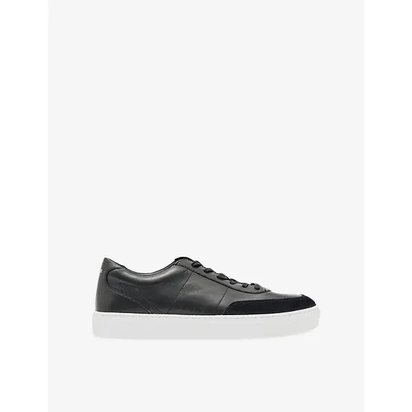 REISS Finton Leather Trainers - Black