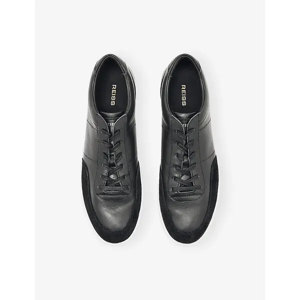 REISS Finton Leather Trainers - Black