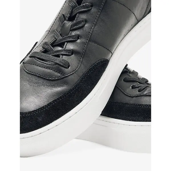 REISS Finton Leather Trainers - Black