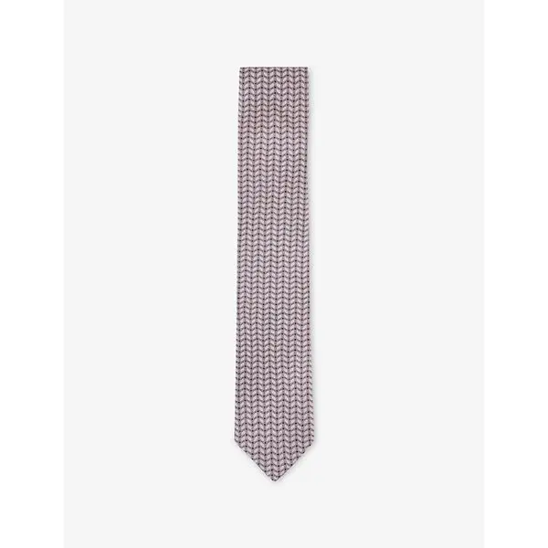 REISS Bernardo Geometric-pattern Silk Tie - Soft Pink