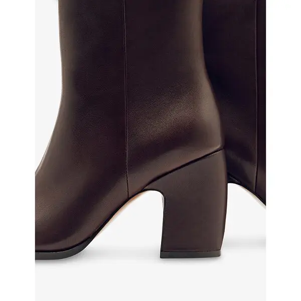 REISS Amy Leather Ankle Boots - Oxblood