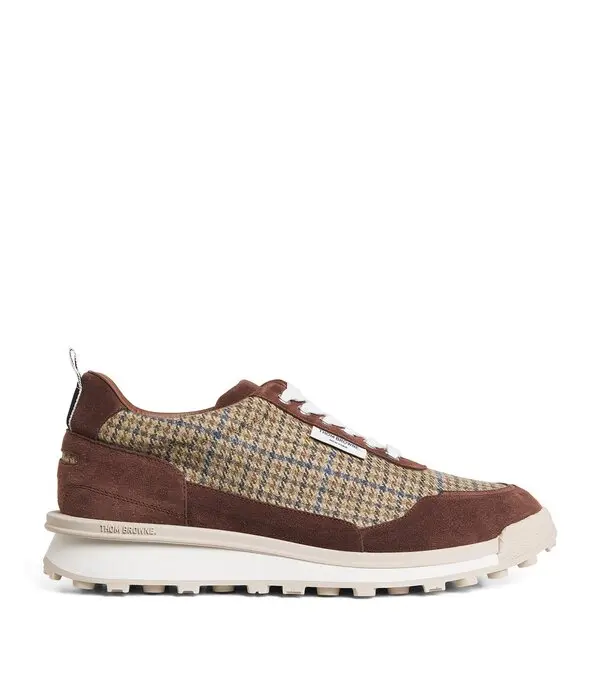 Thom Browne Suede Check Alumni Sneakers - Brown