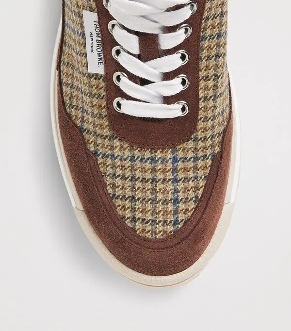 Thom Browne Suede Check Alumni Sneakers - Brown