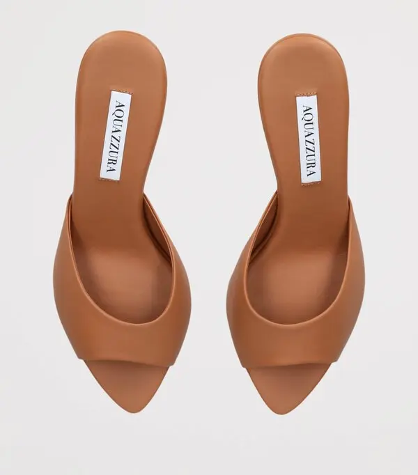 AQUAZZURA Leather Bisous Mules - Brown