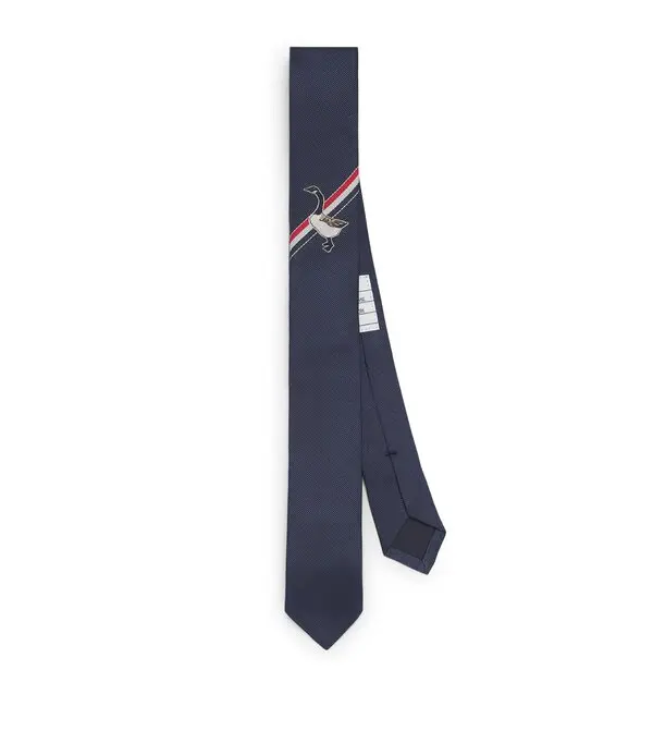 Thom Browne Silk Goose Icon Tie - Navy
