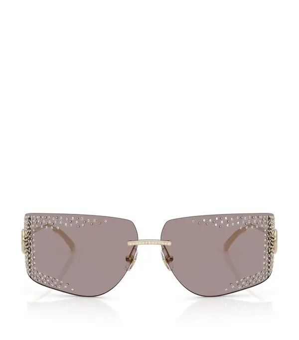 JIMMY CHOO Embellished Wire-frame Sunglasses - Gold