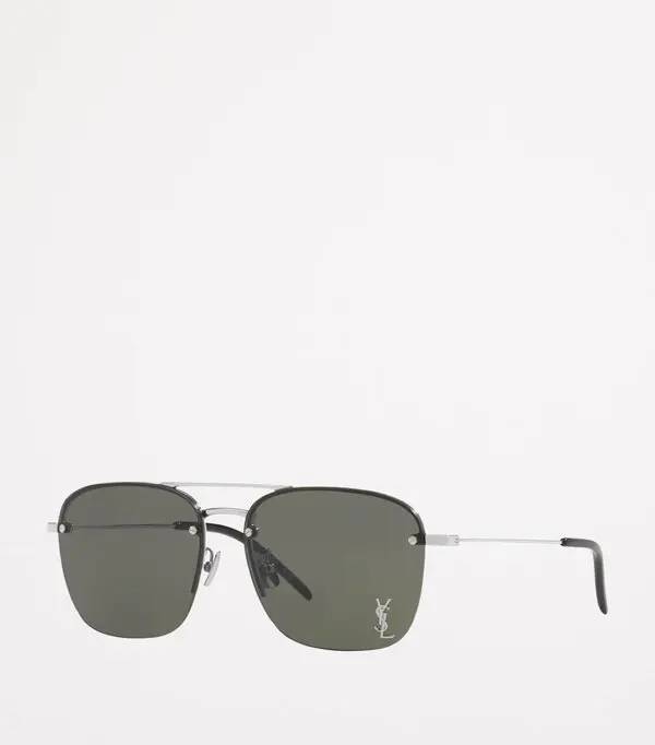 Saint Laurent Metal Aviator Sunglasses - Silver