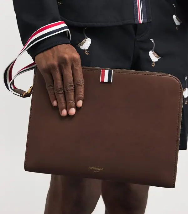 Thom Browne Leather Gusset Folio Bag