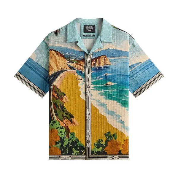 Kith X Giorgio Armani Malibu Short Sleeve Thompson Camp Collar Shirt - Blue