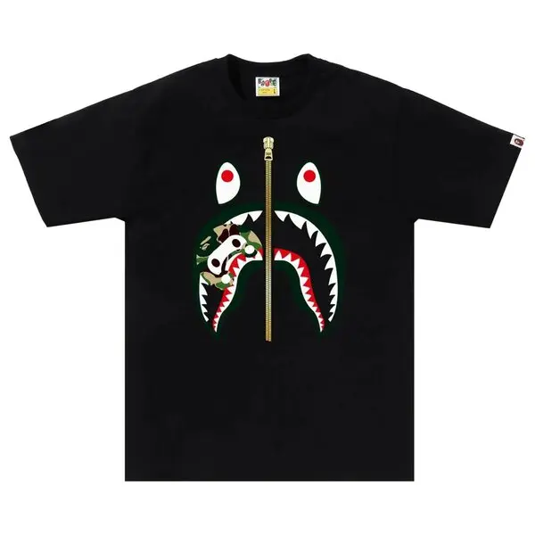 A BATHING APE Abc Camo Milo Shark Tee - Black